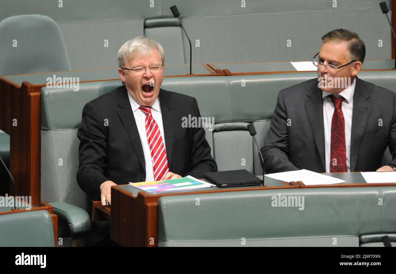 Kevin Rudd arrives for question time in the House of Representatives ...
