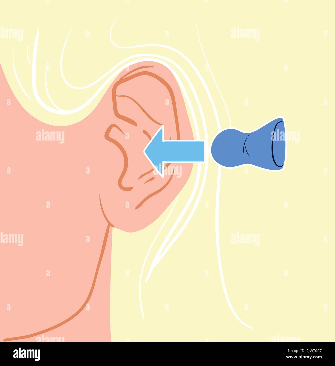cartoon illustration of head with ear and ear plug for sleeping Stock ...