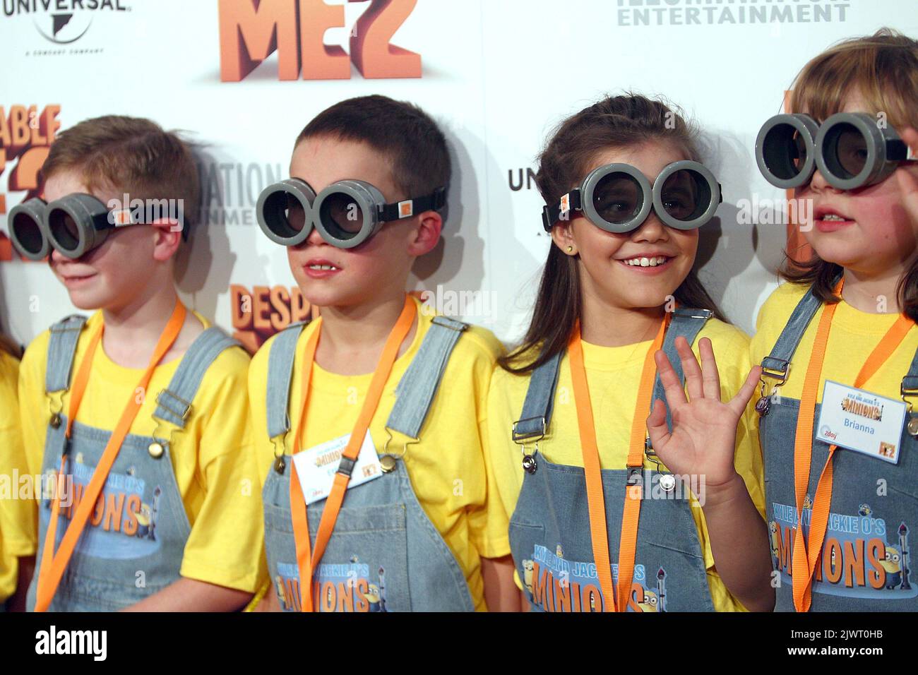 Atmosphere and children dressed as Minions on the red carpet during the ...