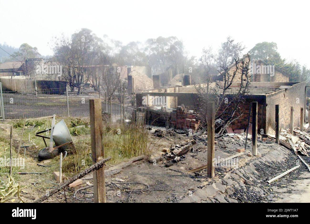 PA PHOTOS/AAP - UK USE ONLY: A group of destroyed houses in the ...