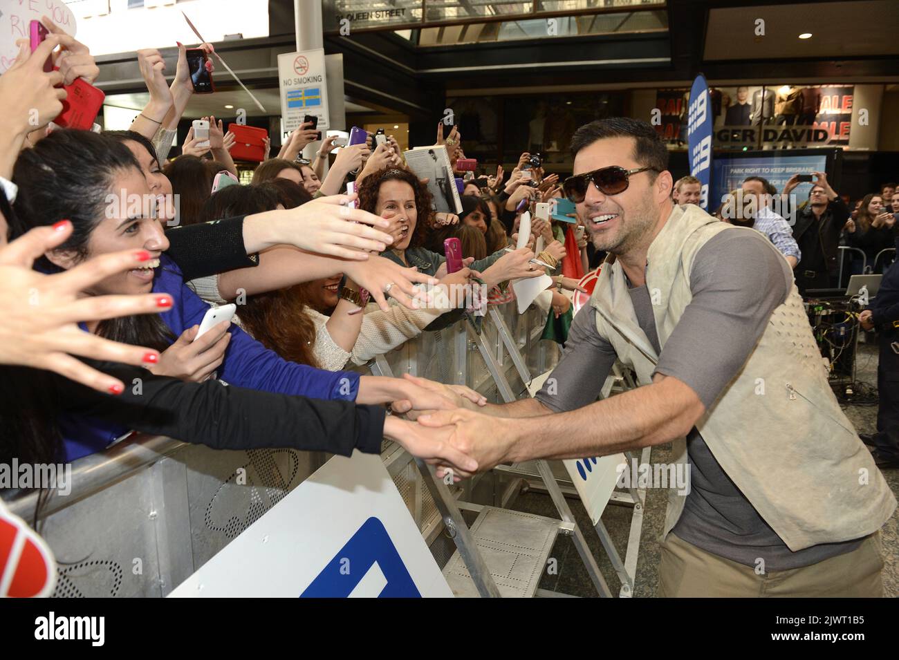 Latino pop star and The Voice judge Ricky Martin greets fans during an ...