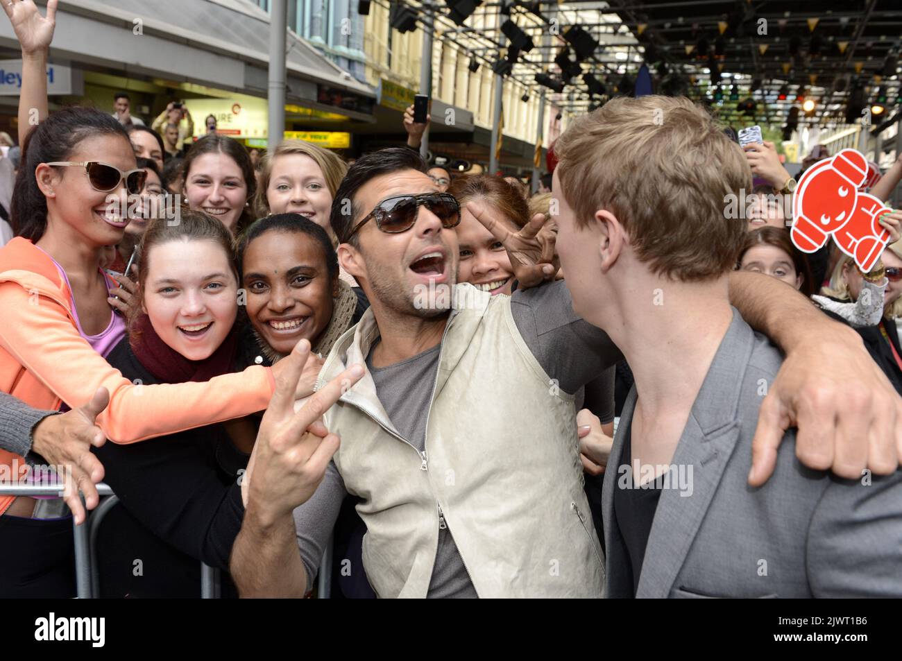 Latino pop star and The Voice judge Ricky Martin (centre) and The Voice ...