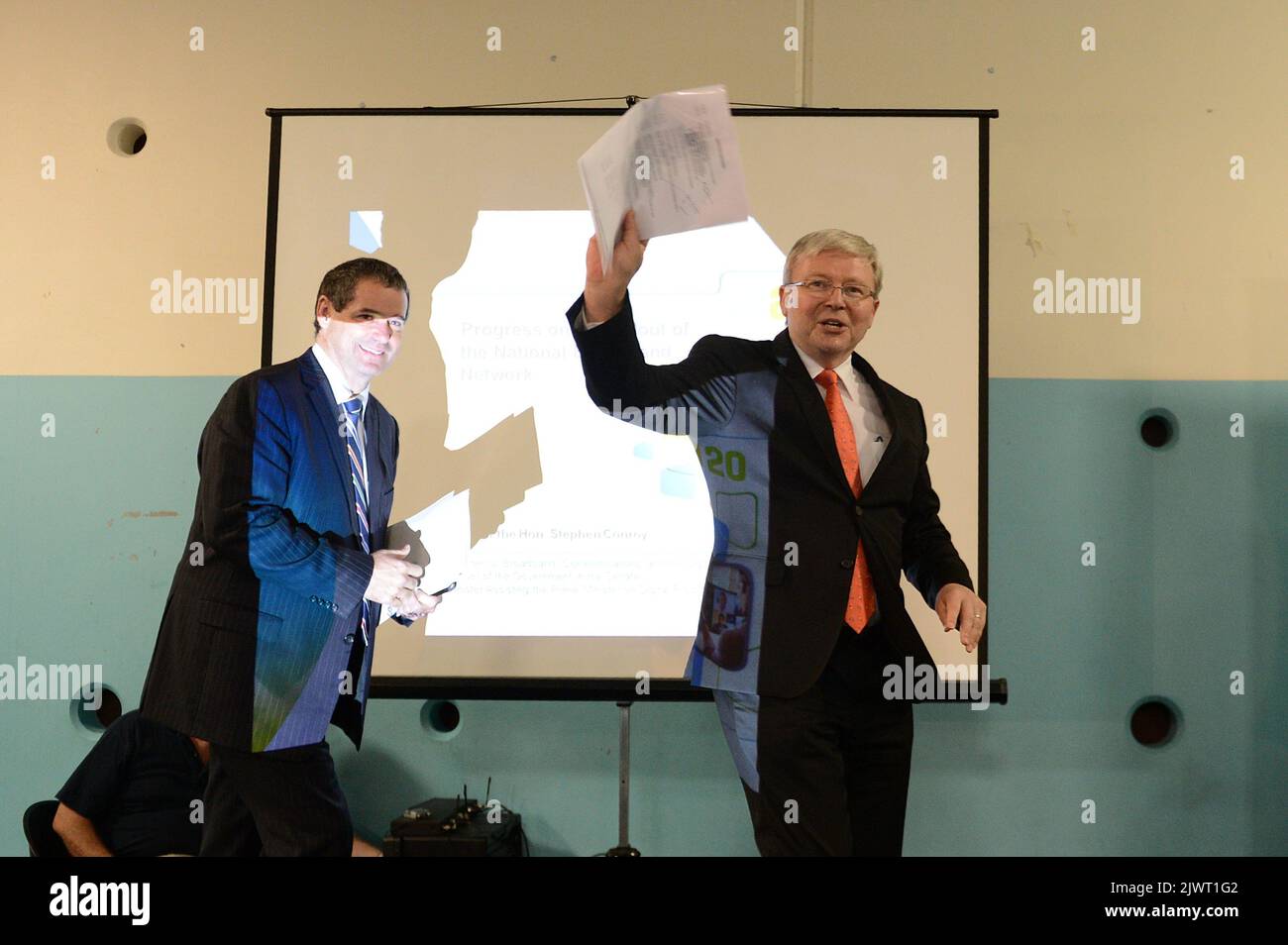 Federal member for Griffith Kevin Rudd (right) and communications ...