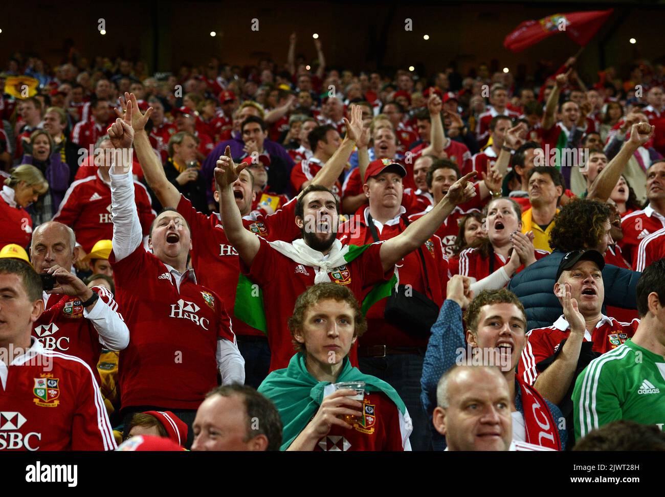 General view of Lions fans during the First Test match at the Suncorp ...