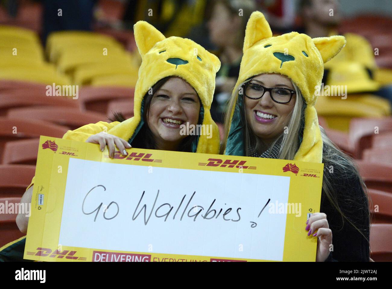 Australia fans during the First Test match at the Suncorp Stadium ...