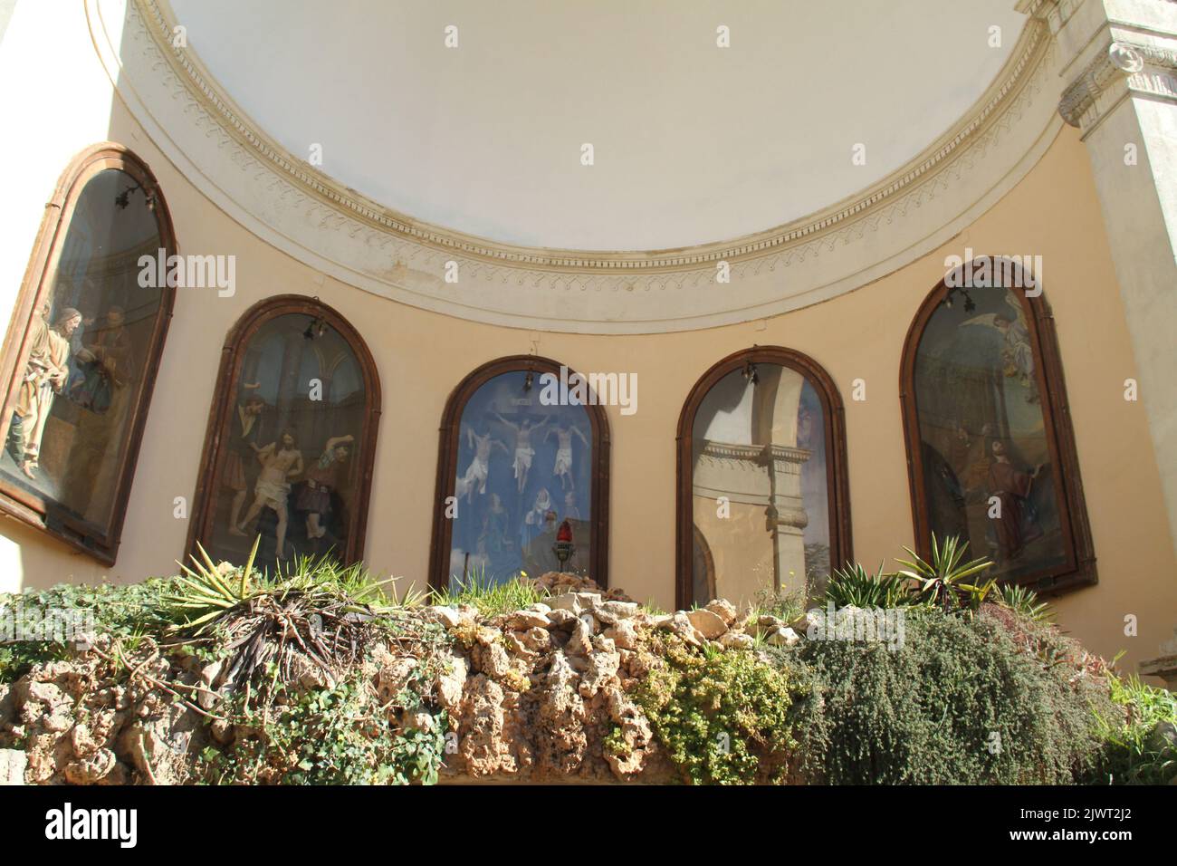 Casarano, Italy. Scenes depicting the passion of Christ outside the ...