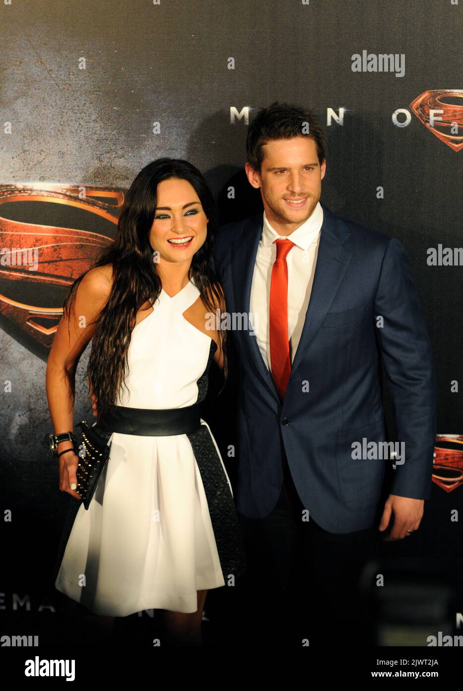 Dan Ewing and Marni Little attends the Man of Steel premiere in Sydney ...