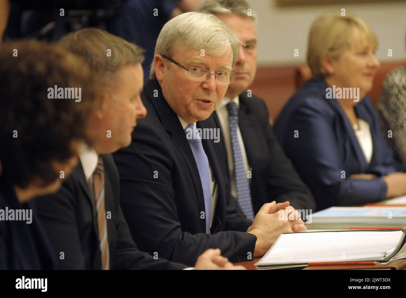 Prime Minister Kevin Rudd during the first ministry meeting in Canberra ...