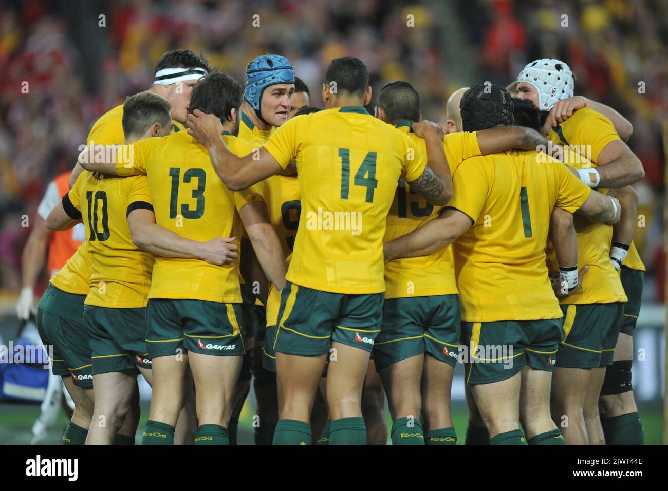 The Australian Wallabies during the final test at the ANZ stadium ...