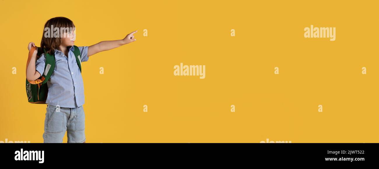 Kids development classes. Adorable little boy preschooler with backpack ...