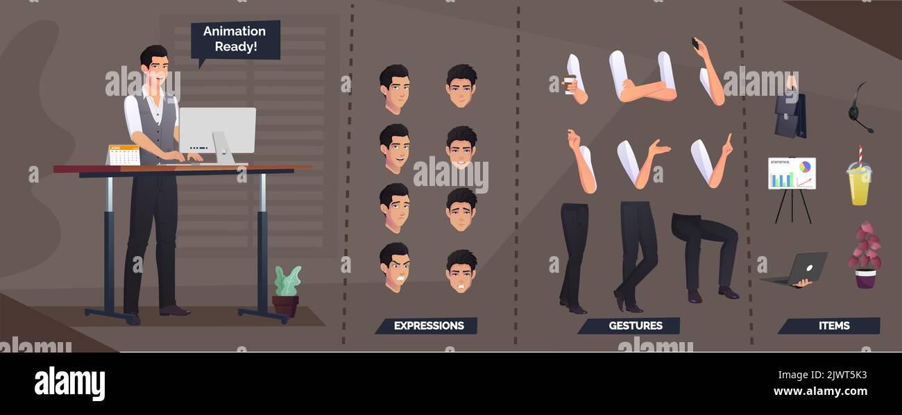 Office Worker Character Creation Kit Stock Vector Image & Art - Alamy