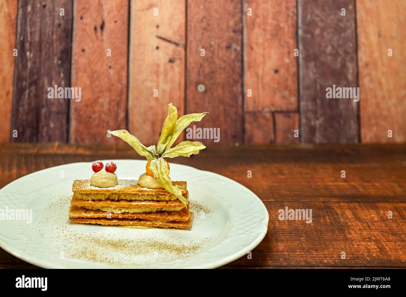 Crunchy inverted puff pastry mille-feuille with caramel and toffee ...