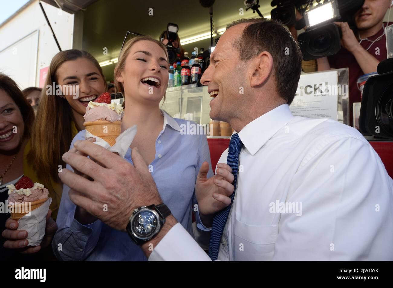 Watched his daughters Bridget and Frances Tony Abbott tastes a ...
