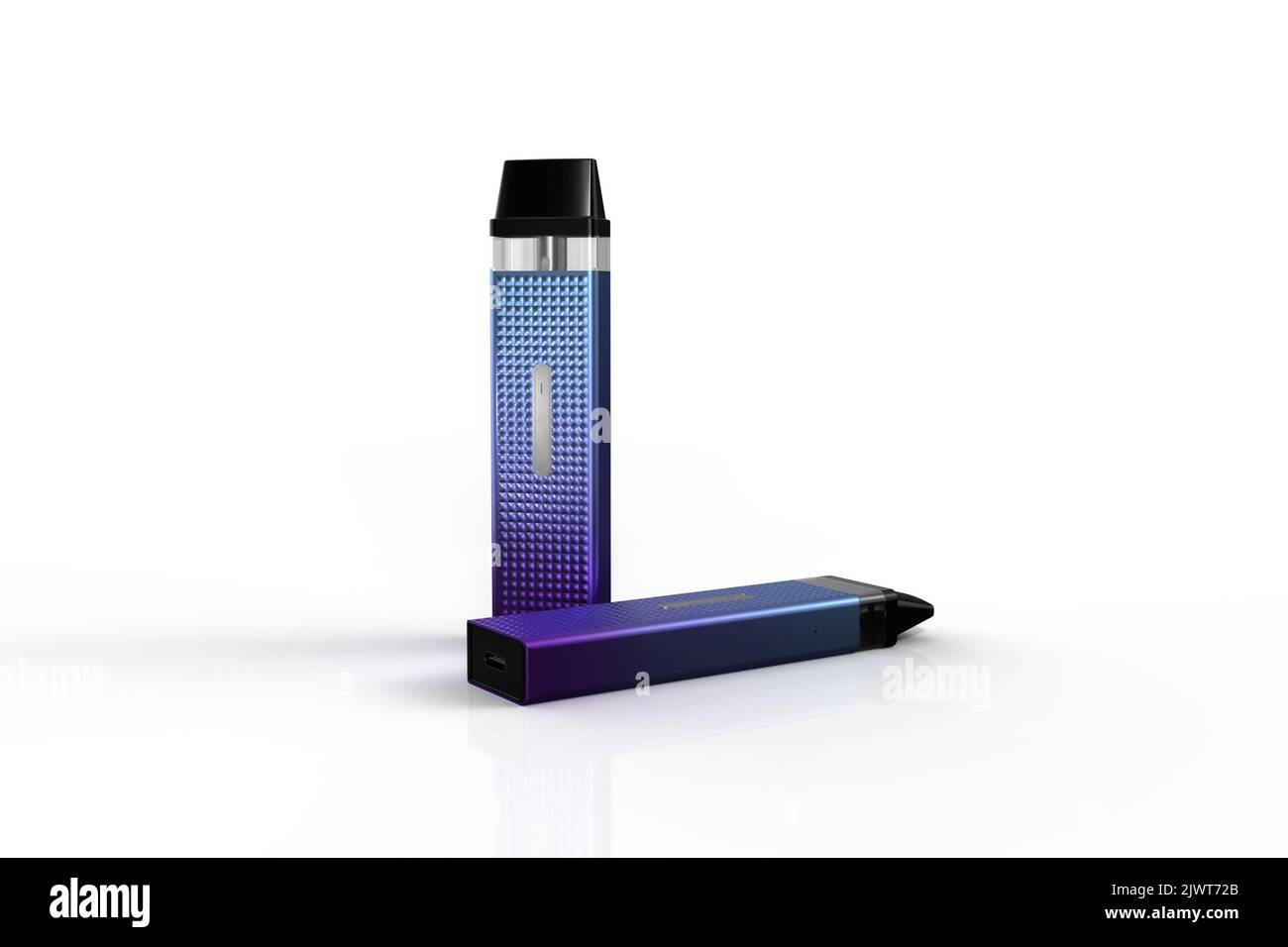 Purple and Blue Metallic Electronic Vape Scene Illustration isolated on ...