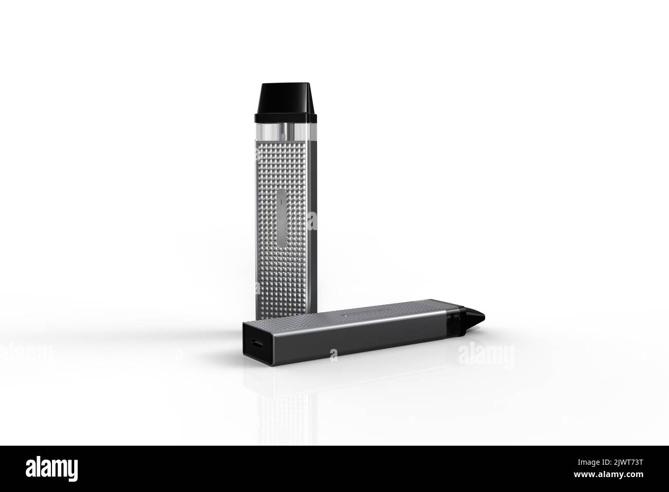 Light Grey Metallic Electronic Vape Scene Illustration isolated on a ...