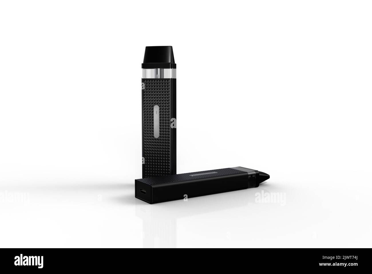 Black Metallic Electronic Vape Scene Illustration isolated on a white ...