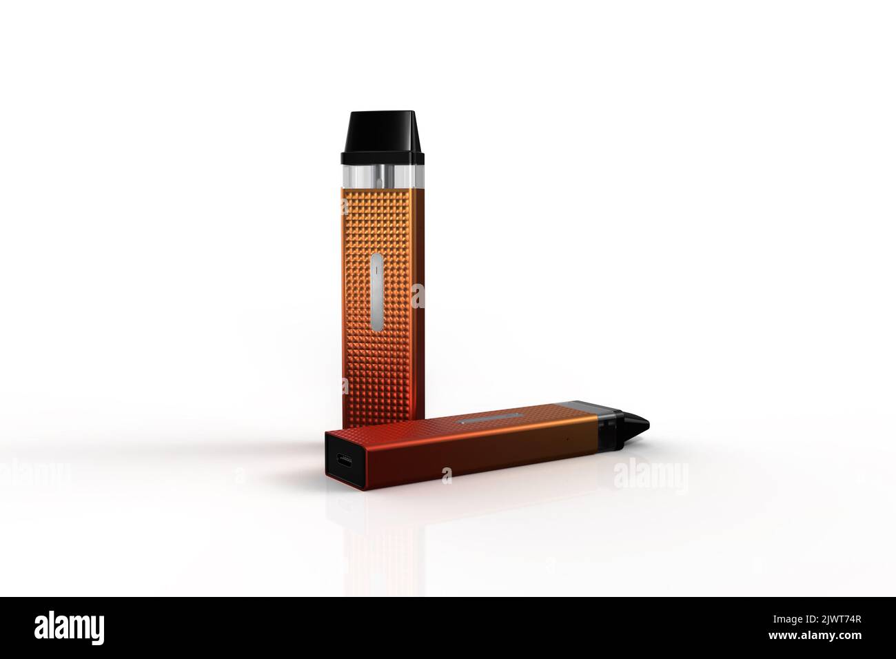 Red and Orange Metallic Electronic Vape Scene Illustration isolated on ...