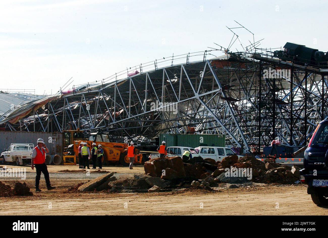 PA PHOTOS/AAP - UK USE ONLY: A partially constructed hangar at RAAF ...