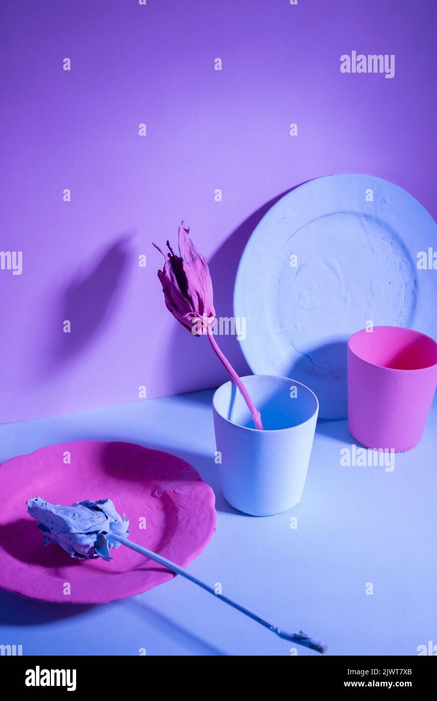 purple pink creative minimalistic still life surreal composition Stock ...