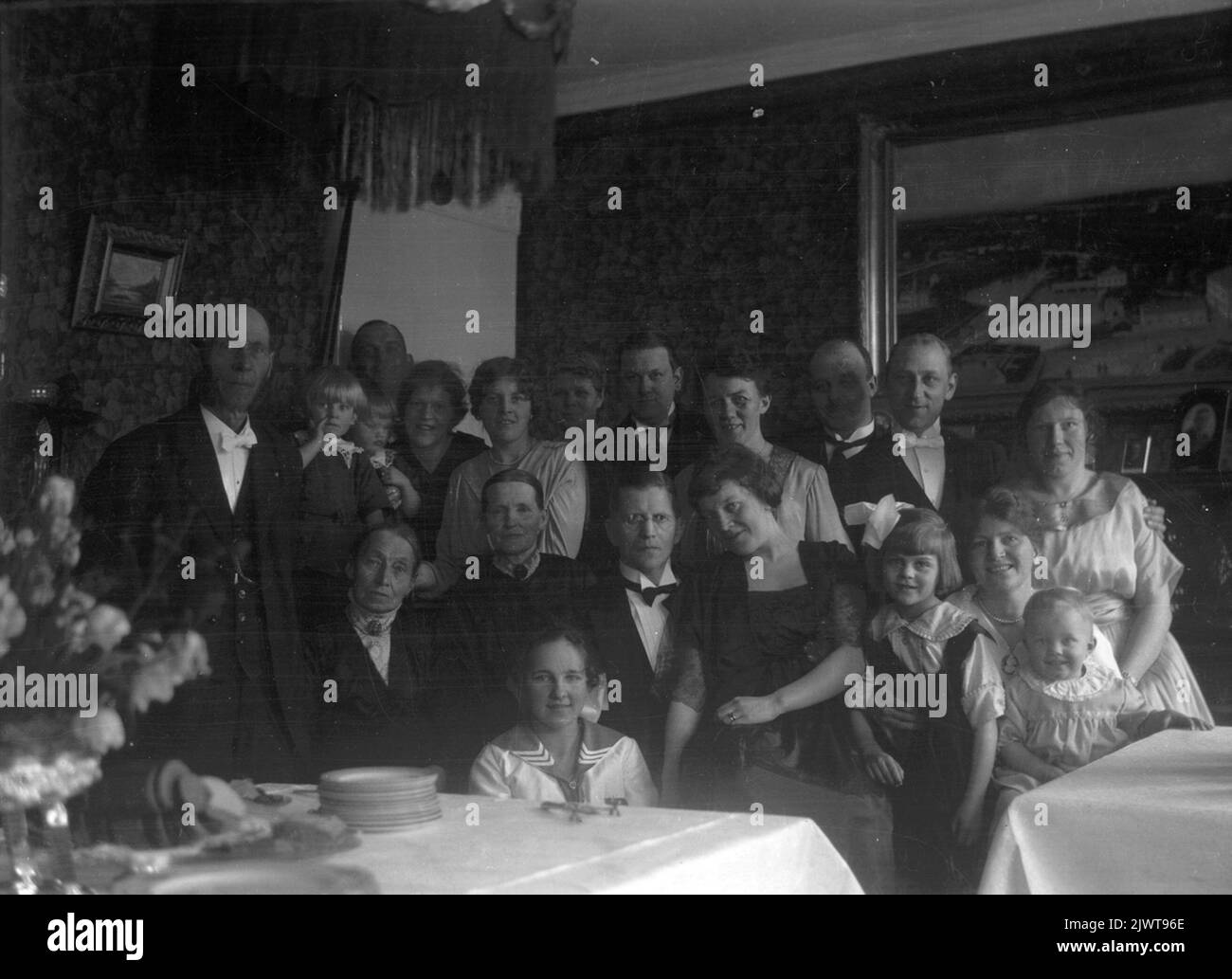 A group picture taken at home with Anna Larsdotter Olsson, perhaps in ...