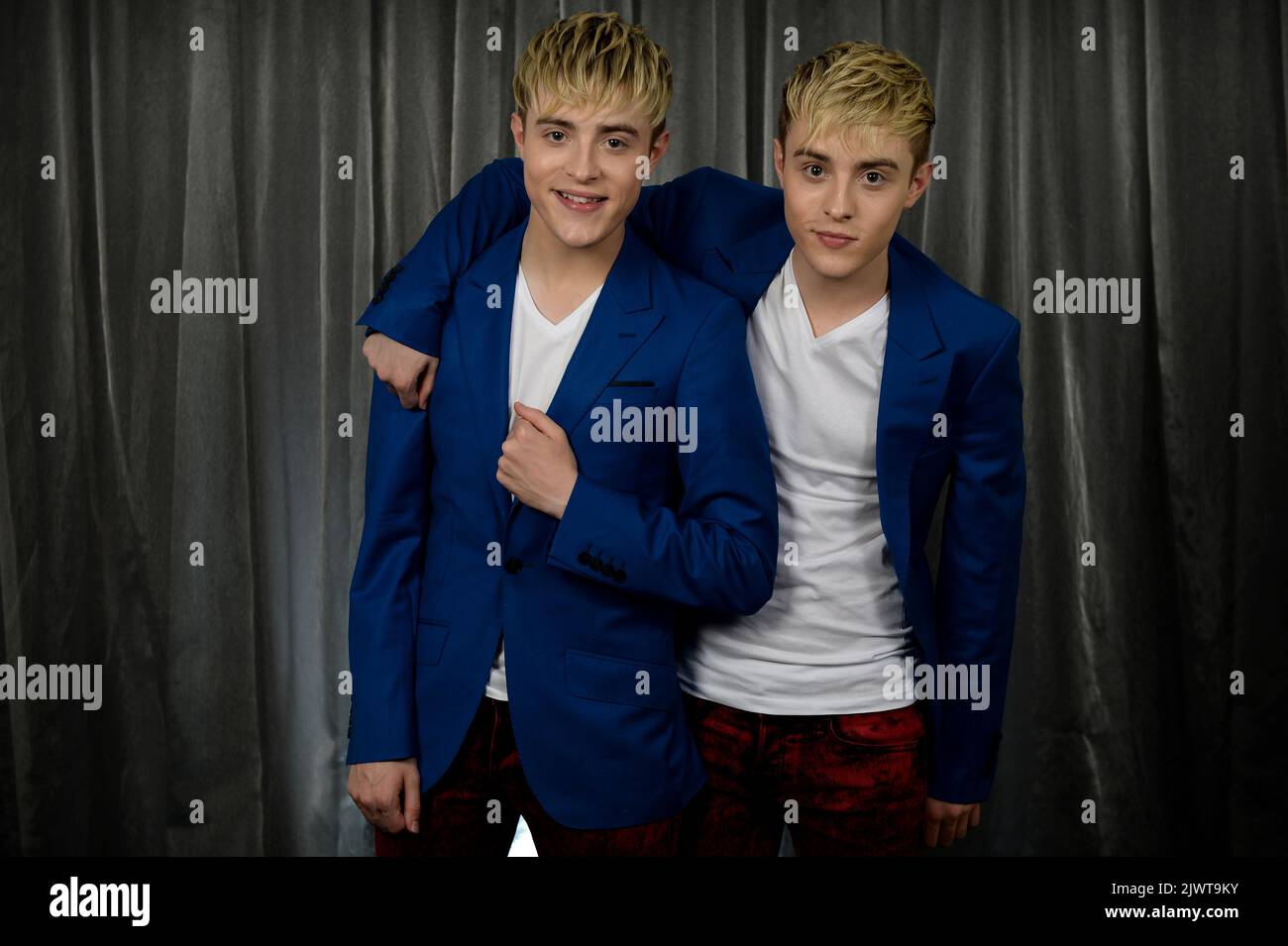 John and Edward Grimes of Irish pop group Jedward, pose for a ...