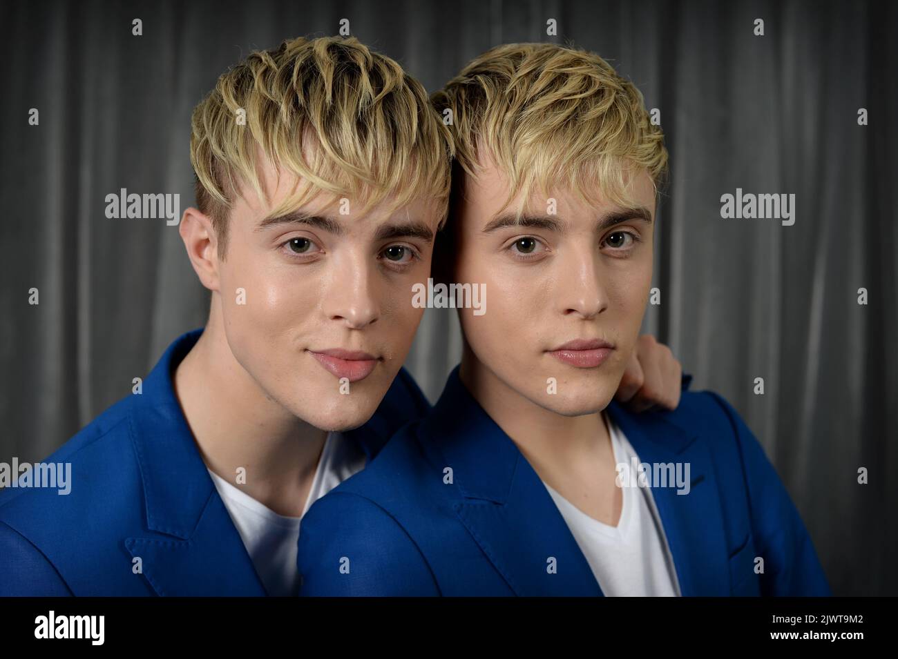 John and Edward Grimes of Irish pop group Jedward, pose for a ...