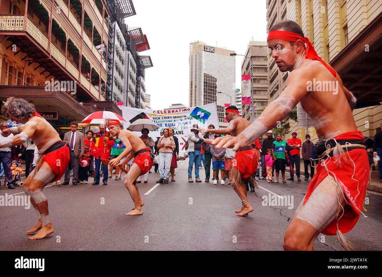 PA PHOTOS/AAP - UK USE ONLY: Aboriginal dancers lead the march through ...
