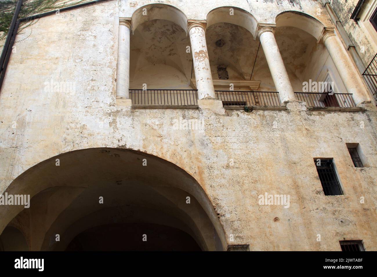 Casarano, Italy. Loggia overlooking the courtyard of Palazzo D"Aquino ...