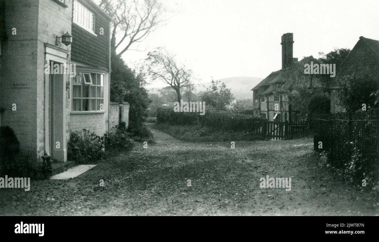 1950s. A quaint and picturesque hamlet in Cornwall, England. The view ...