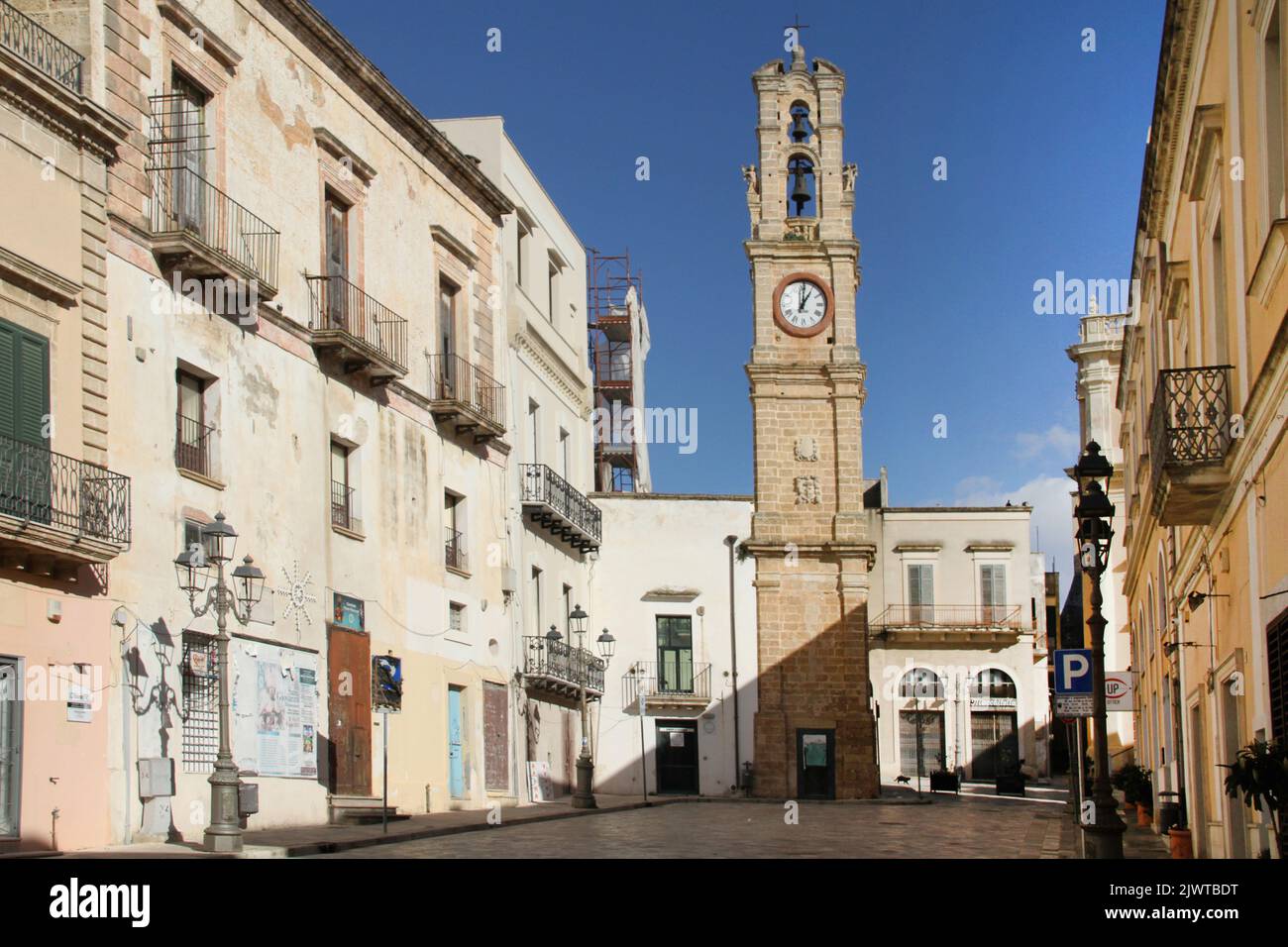 Casarano, Italy. The 18th century clock tower in Piazza San Giovanni ...