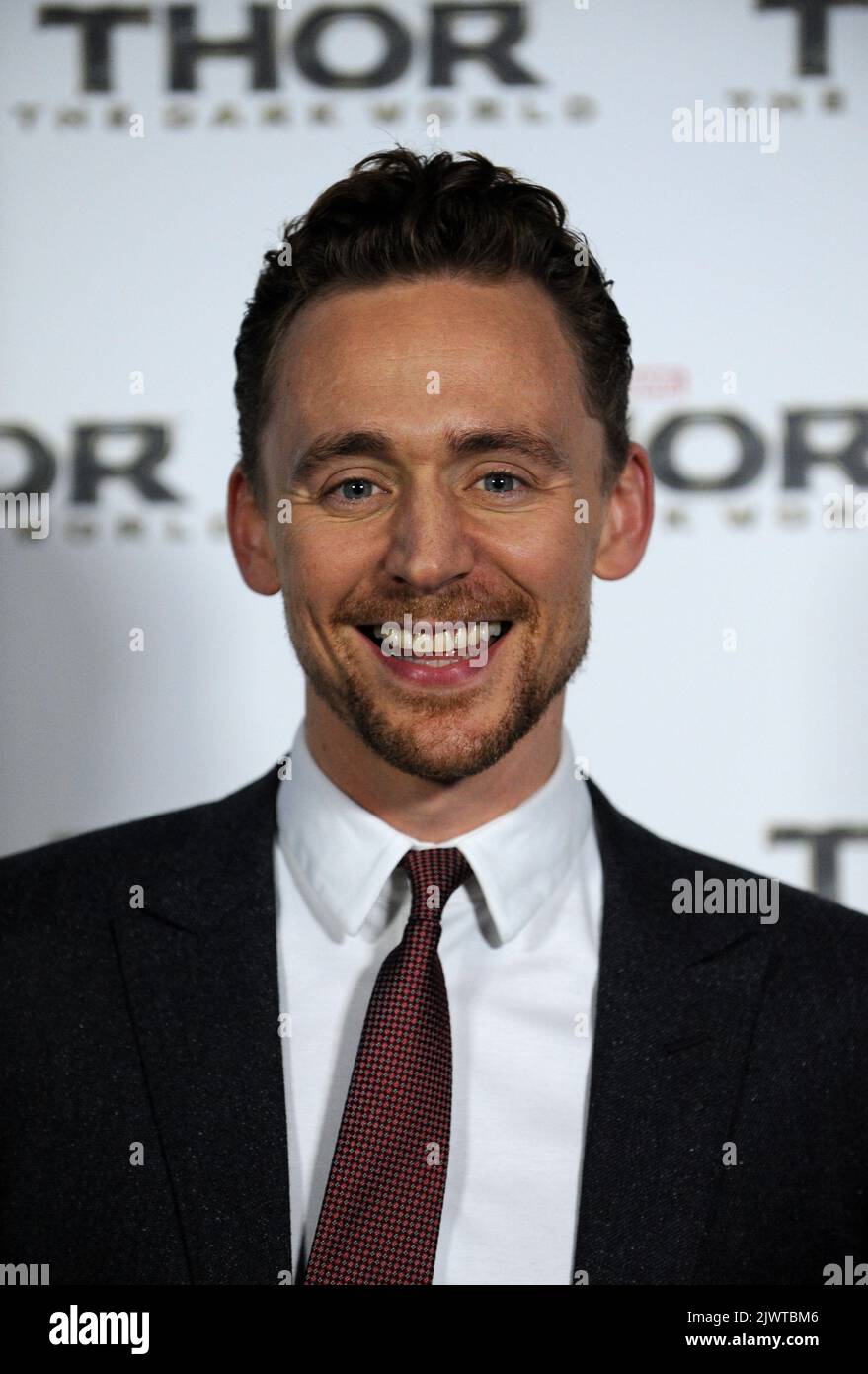 British actor Tom Hiddleston arrives at a Marvel cinema showcase and Q ...