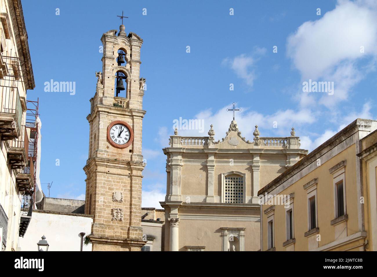 Casarano, Italy. The 18th century clock tower in Piazza San Giovanni ...