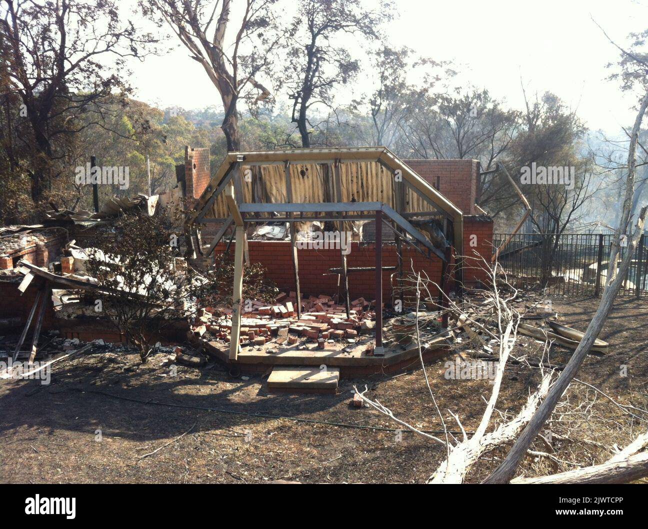 A bushfire damaged house in the Winmalee area, NSW, Friday, Oct. 18 ...