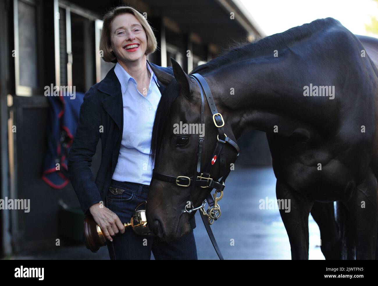 Trainer Gai Waterhouse poses for photos with Melbourne Cup winning ...