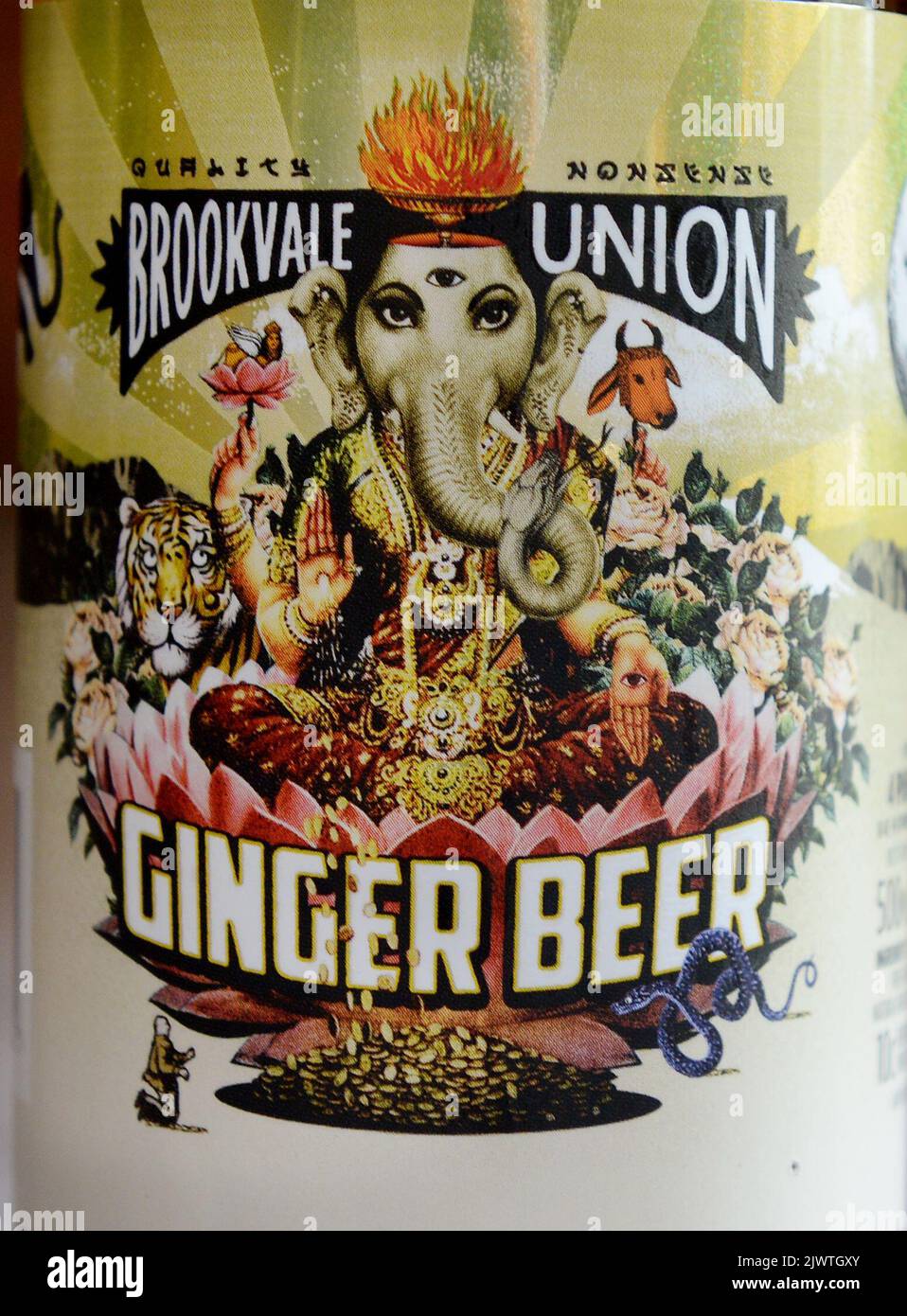 A Brookvale Union craft brewery bottle of alcoholic ginger beer with ...