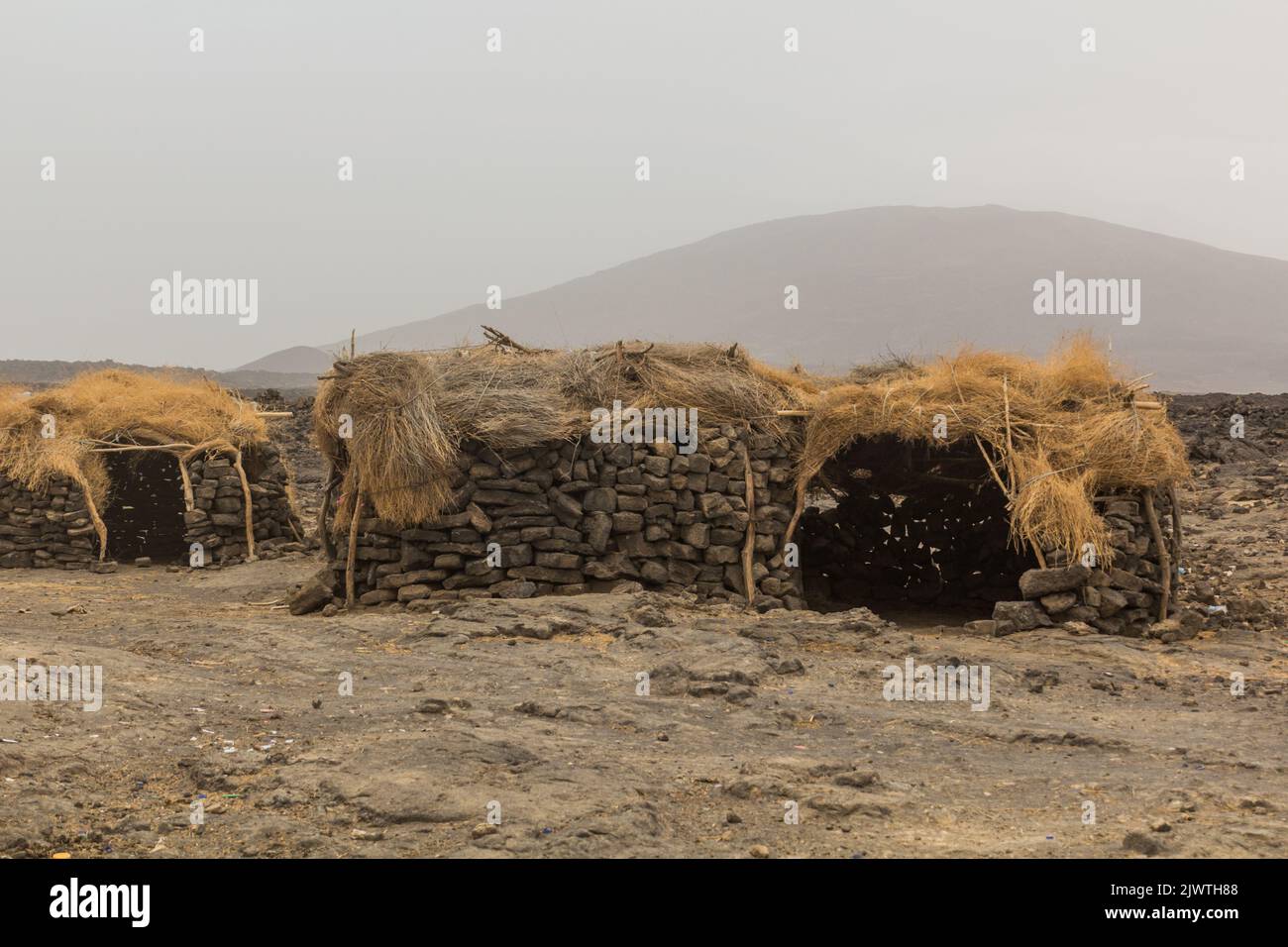 Dodom village under Erta Ale volcano in Afar depression, Ethiopia Stock ...