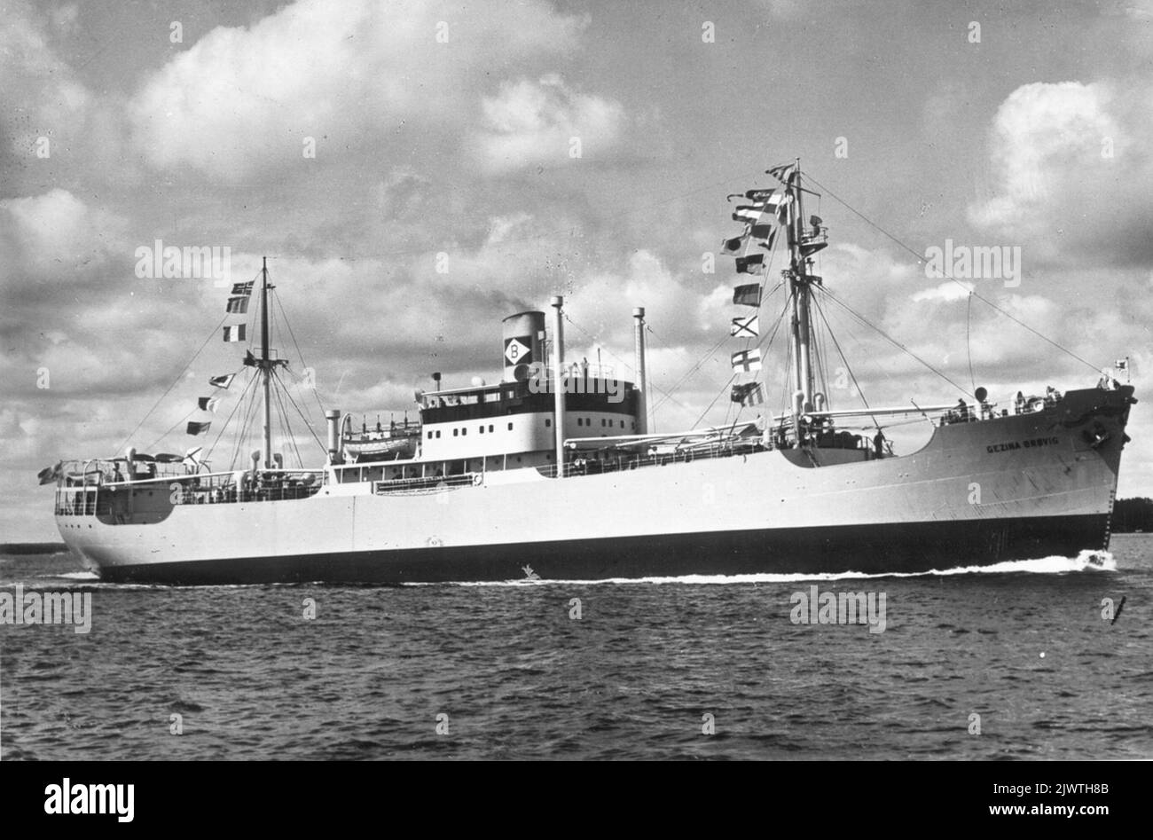 S/S Gezina Brøvig, built in 1950 at Gävle shipyard. S/S Gezina Brøvig ...