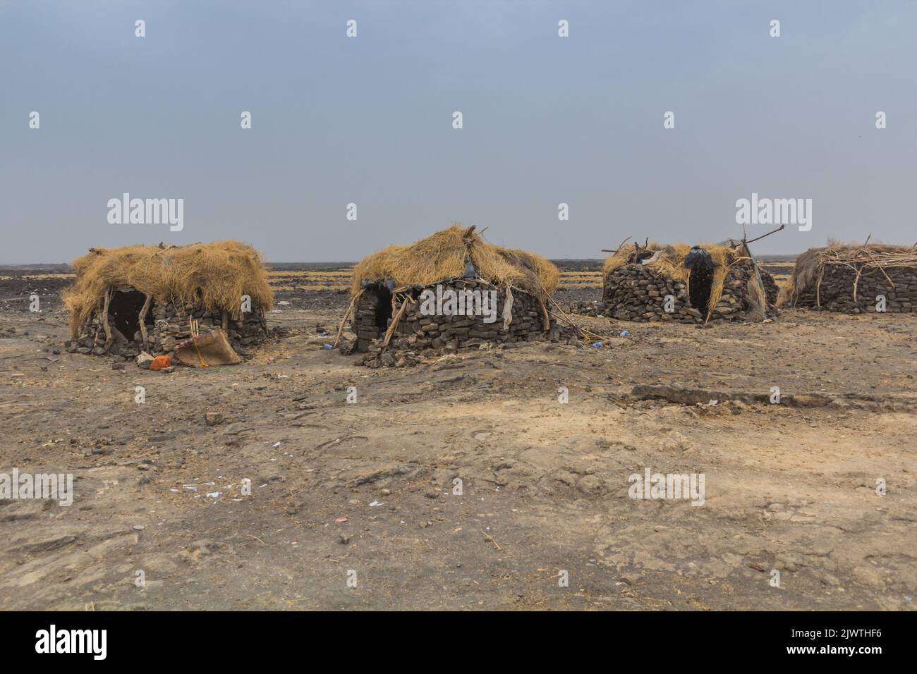 Dodom village under Erta Ale volcano in Afar depression, Ethiopia Stock ...