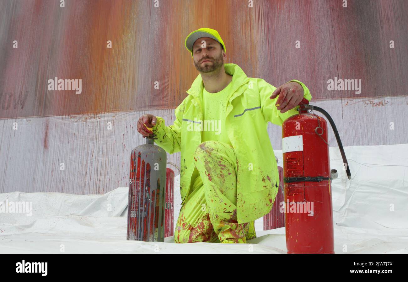 Artist Ash Keating paints a 19 meter x 7.5 metre art instillation on ...