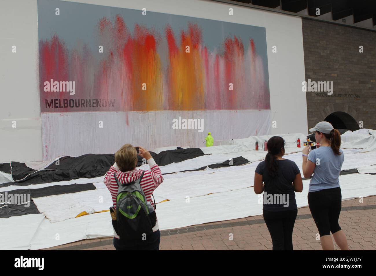 Artist Ash Keating paints a 19 meter x 7.5 metre art instillation on ...
