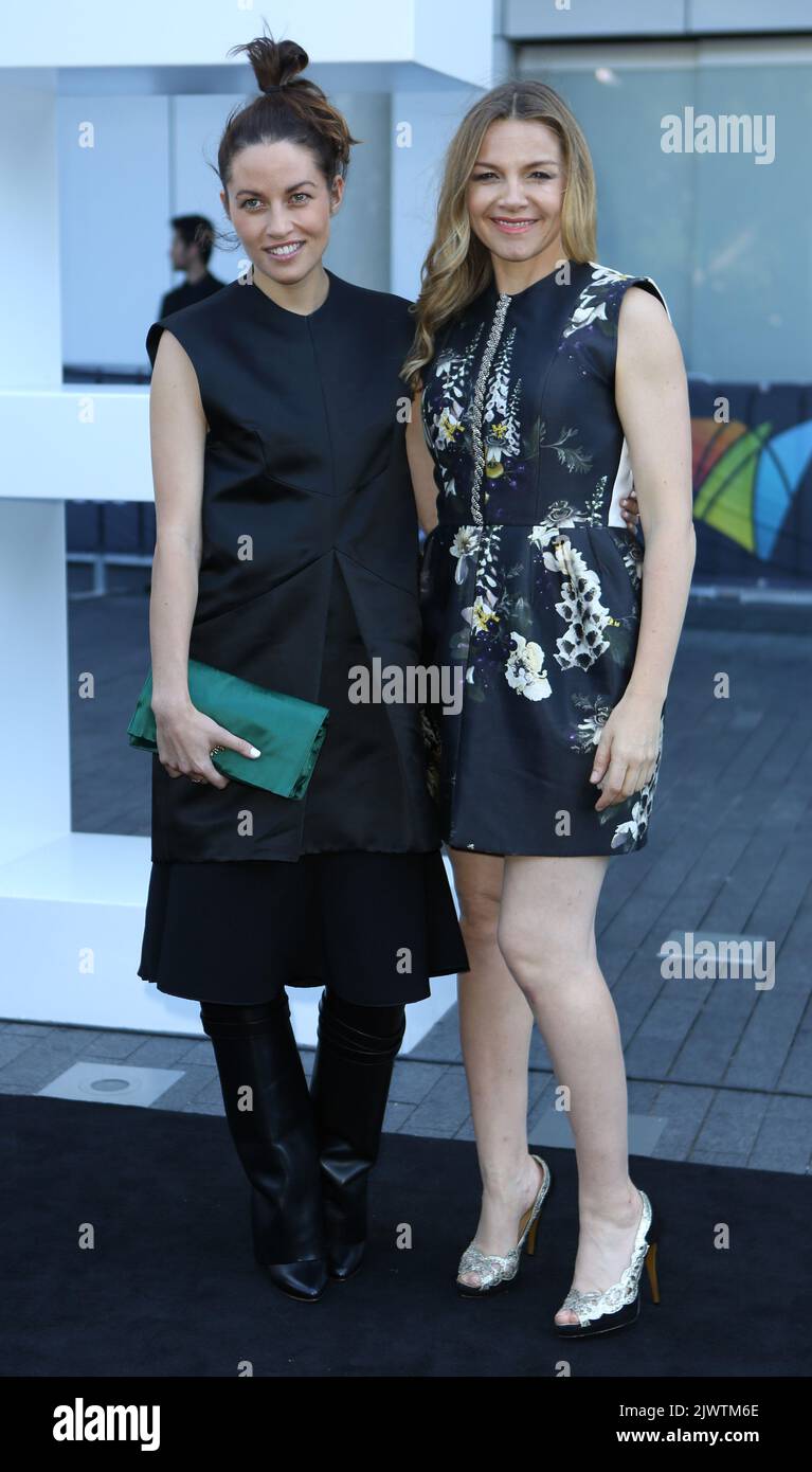 Kim Ellery and Justine Clarke (right) arrive at the 27th ARIA Awards in ...