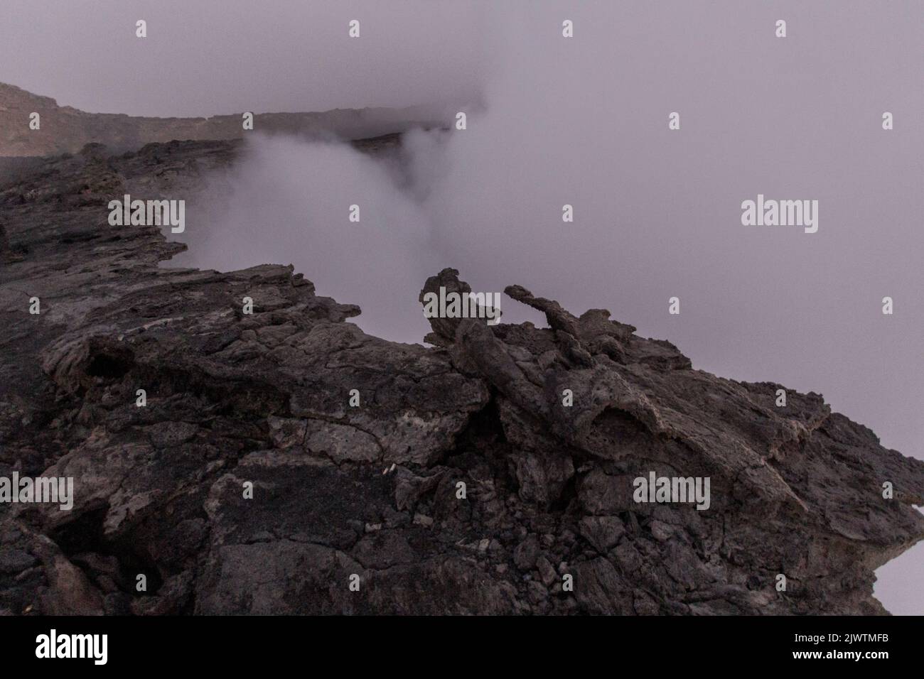 Edge of Erta Ale volcano crater in Afar depression, Ethiopia Stock ...