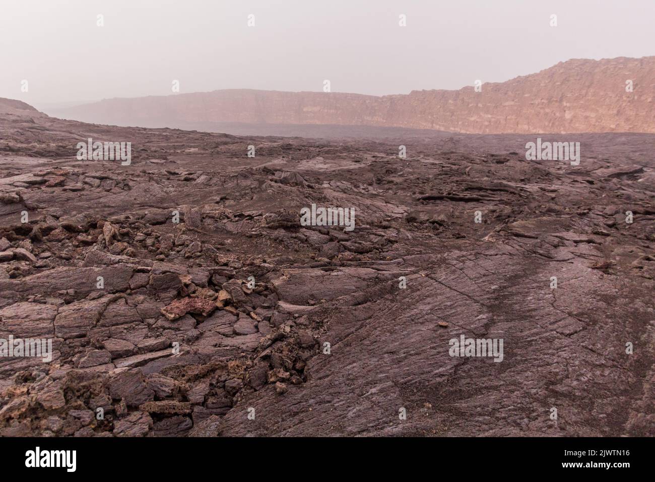 Lava fields in Erta Ale volcano crater in Afar depression, Ethiopia ...