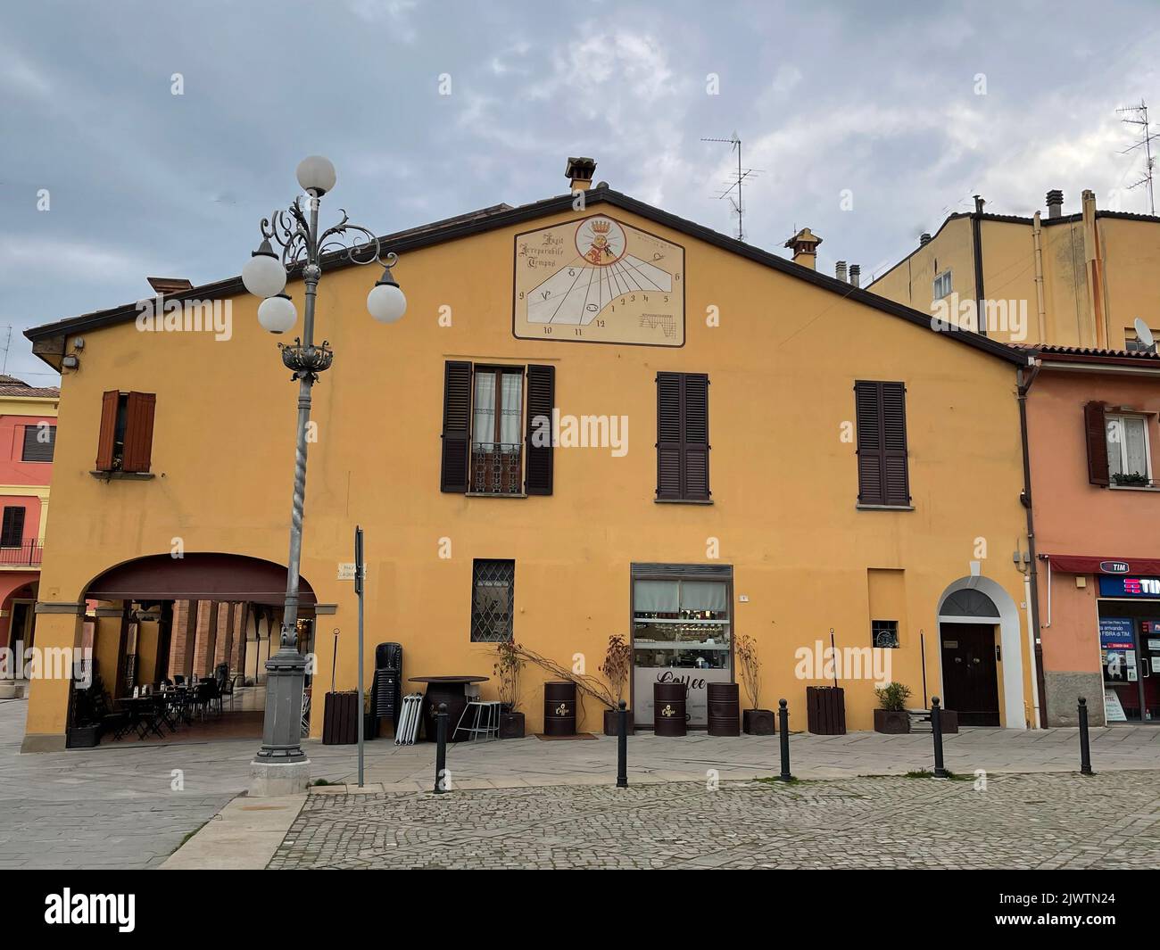 Castel San Pietro Terme, Italy. Building in the central square of the ...