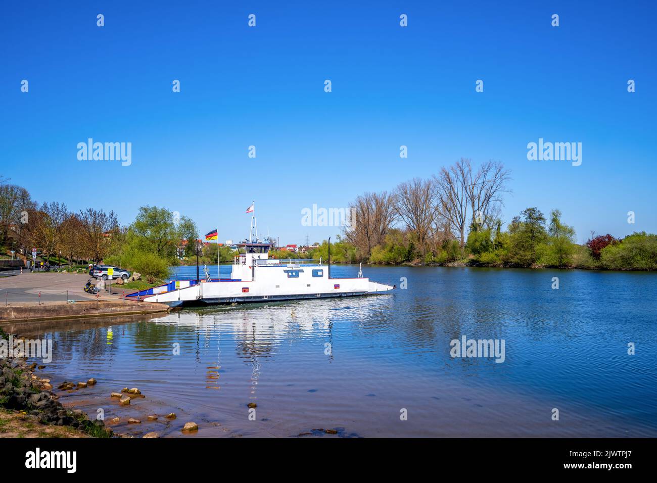 Ferry over Main River in Seligenstadt, Hessen, Germany Stock Photo - Alamy