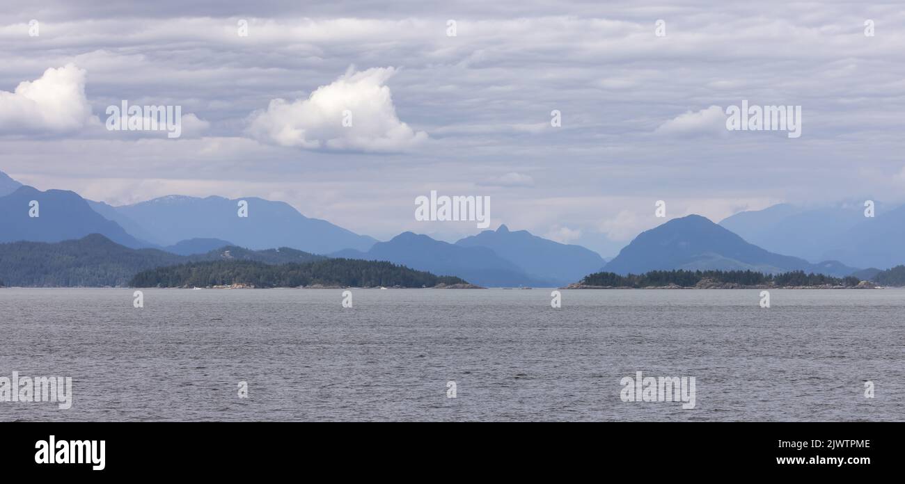 Howe Sound, Islands and Canadian Mountain Landscape Background Stock ...