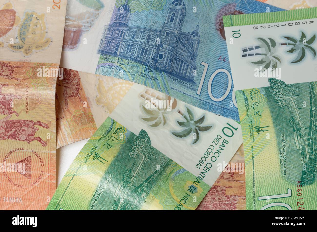 Nicaragua paper banknote layout. Cordoba nicaraguan currency theme ...