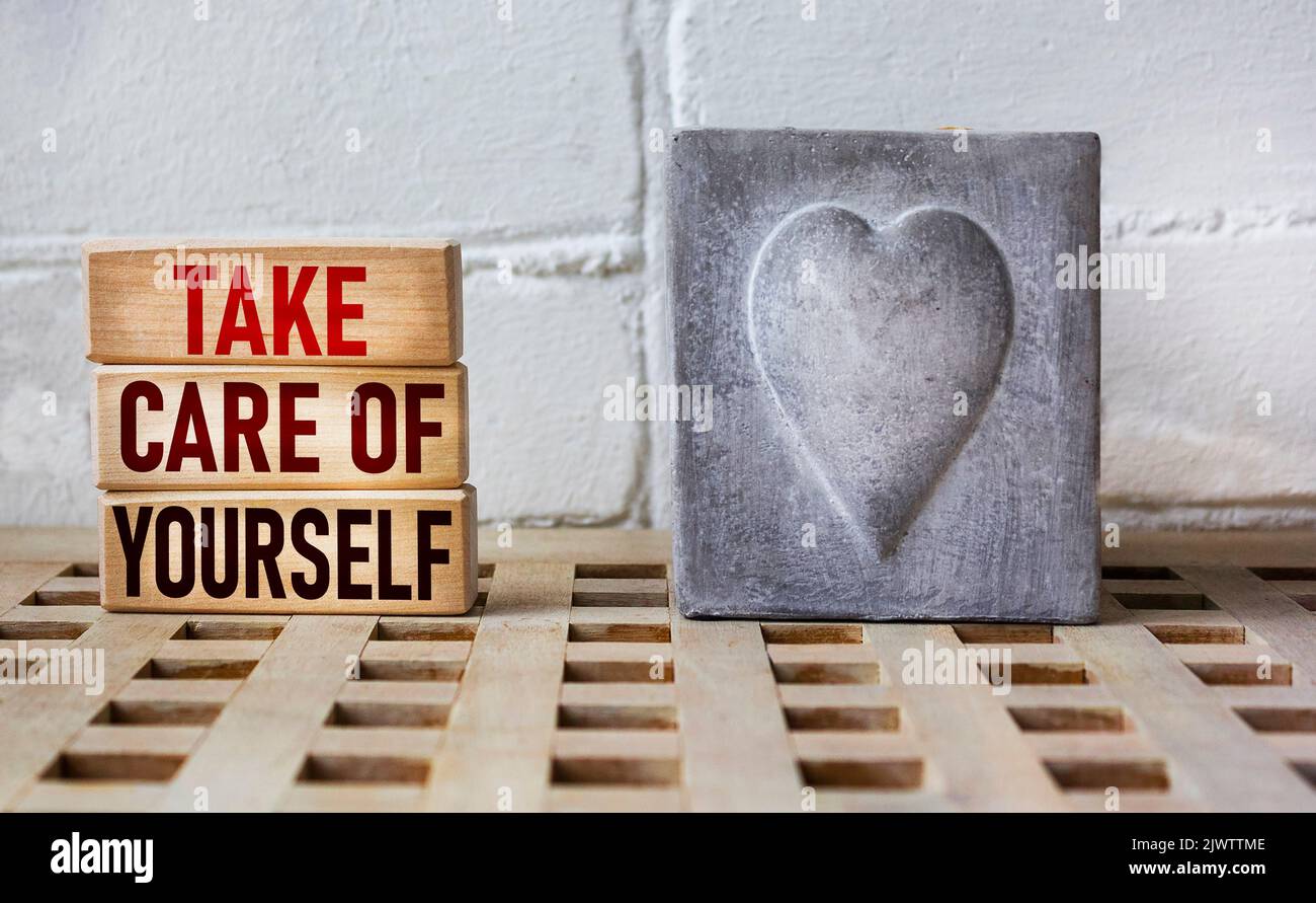 Wooden blocks with motivational words for self care, positive thinking ...
