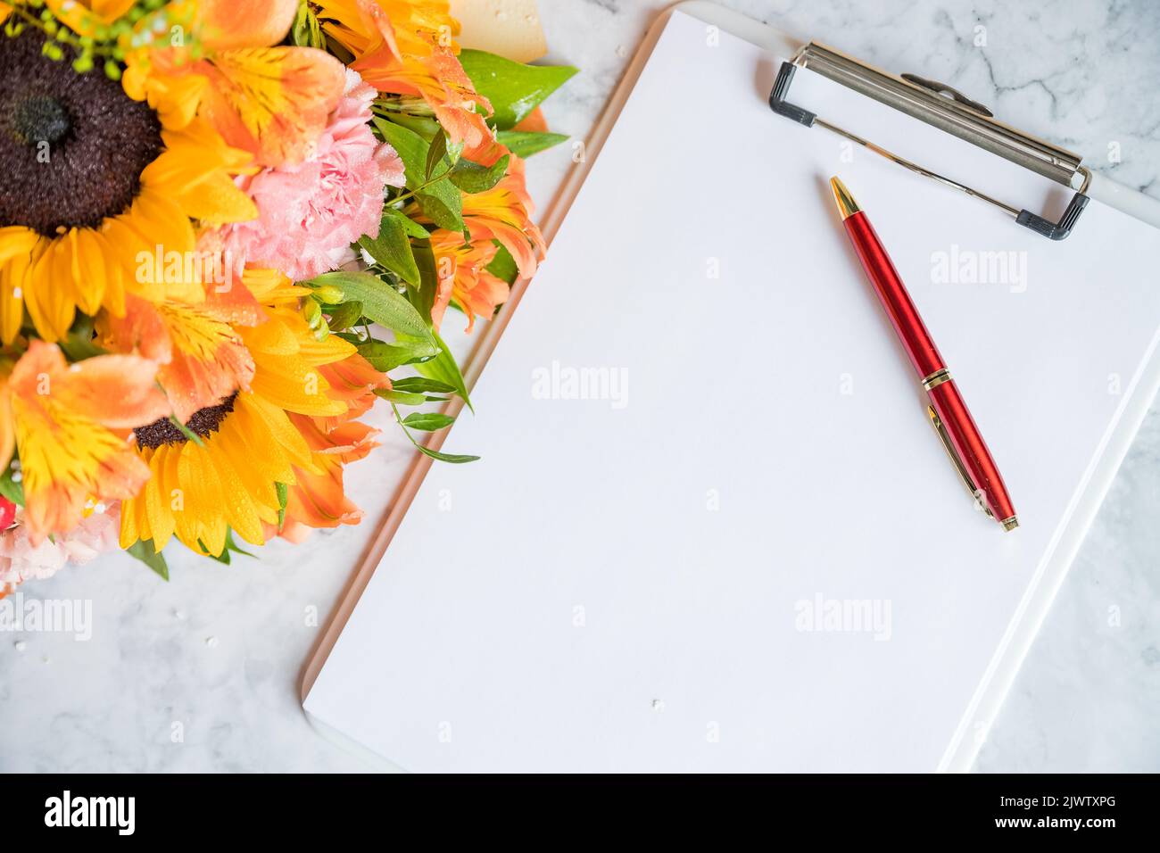 Happy Teachers Day, boss day concept card and bouquet.Bouquet of ...