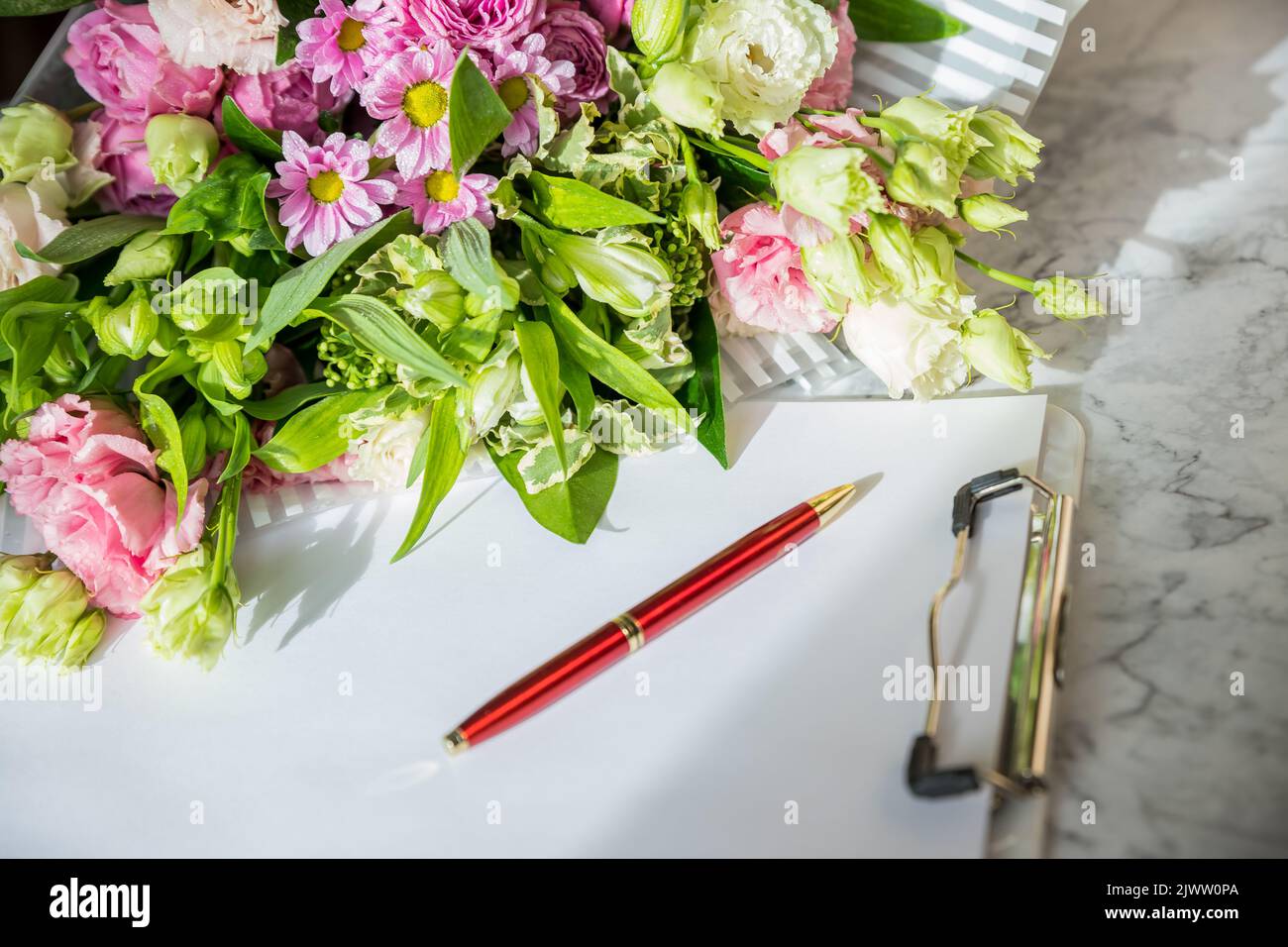 Happy Teachers Day, boss day concept card and bouquet.Bouquet of ...